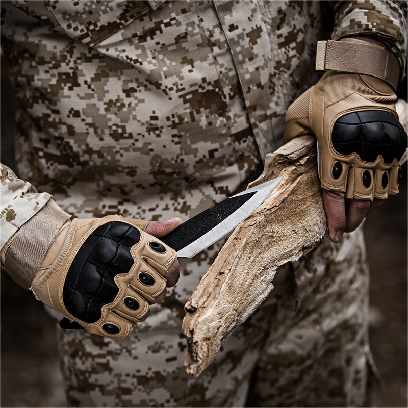 Military Tactical Fingerless Gloves Hard Knuckle for Airsoft Paintball ...