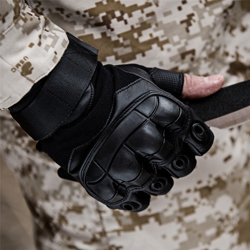 Military Tactical Fingerless Gloves Hard Knuckle for Airsoft Paintball ...