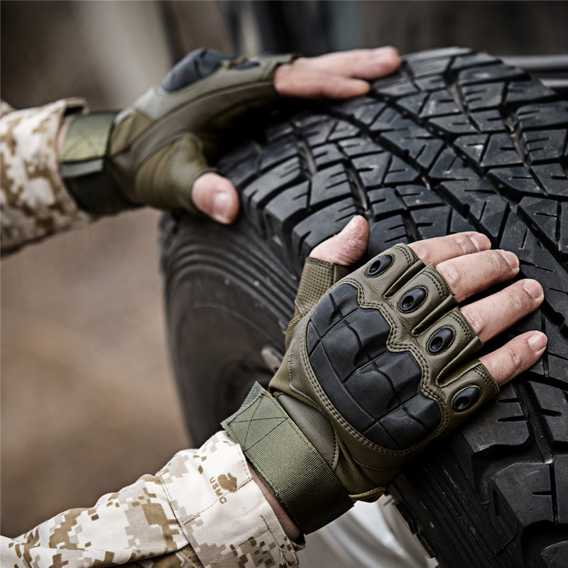 Military Tactical Fingerless Gloves Hard Knuckle for Airsoft Paintball ...