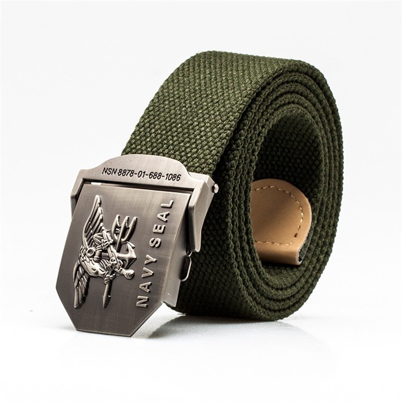 Navy Seal Striped Canvas Military Belt Metal Buckle Unisex Eagle Design ...