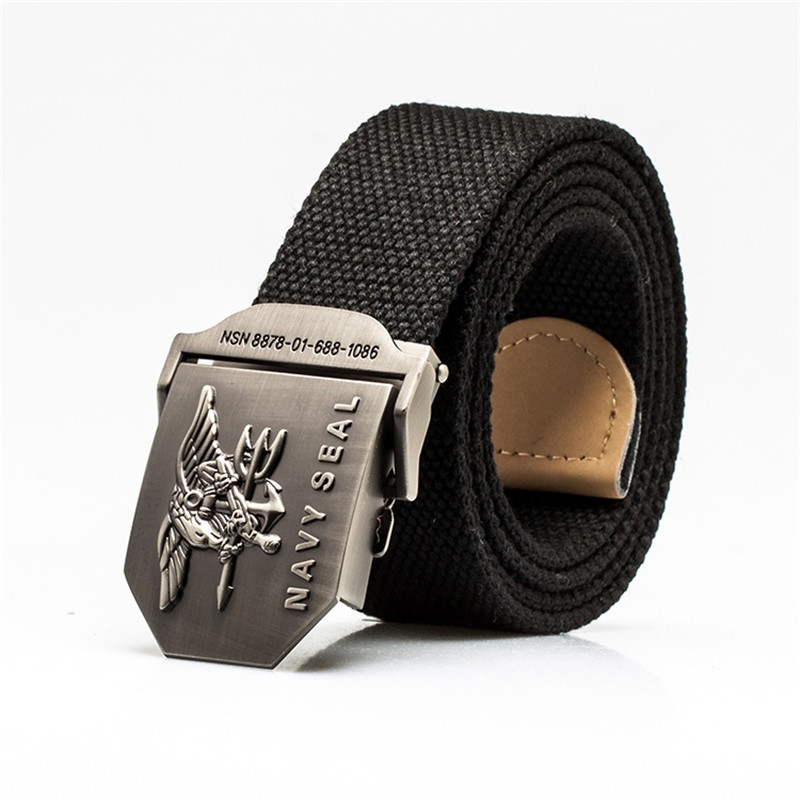 Navy Seal Striped Canvas Military Belt Metal Buckle Unisex Eagle Design ...