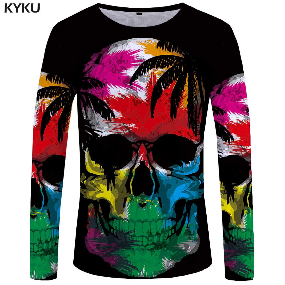 Skull Long Sleeve T-shirt Military Punk Gothic Fashion Top by KYKU ...