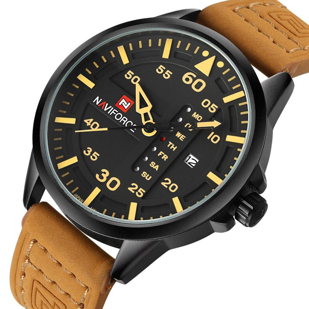 Military Style Army Luxury Quartz Leather Wrist Watch - Military Shopping