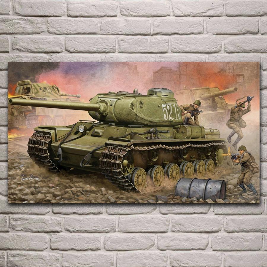 WW2 Soviet T34 85 Heavy Battle Tank Fabric Poster Home Art Living Room ...
